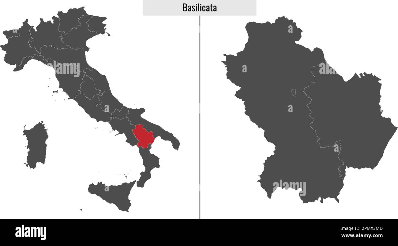map of Basilicata province of Italy and location on Italian map Stock ...