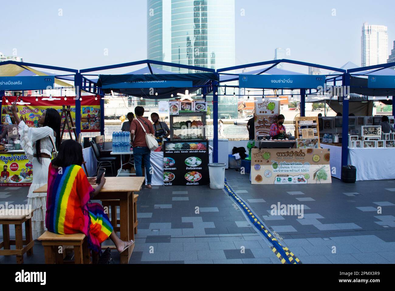 Thai people and foreign travelers travel visit and buy shopping street ...