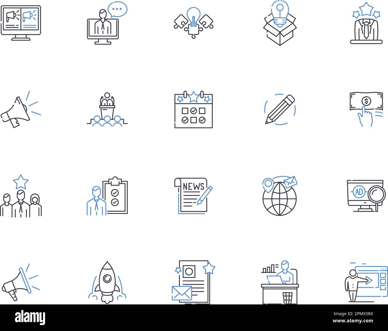 Promotion outline icons collection. Advertising, Marketing, Branding ...