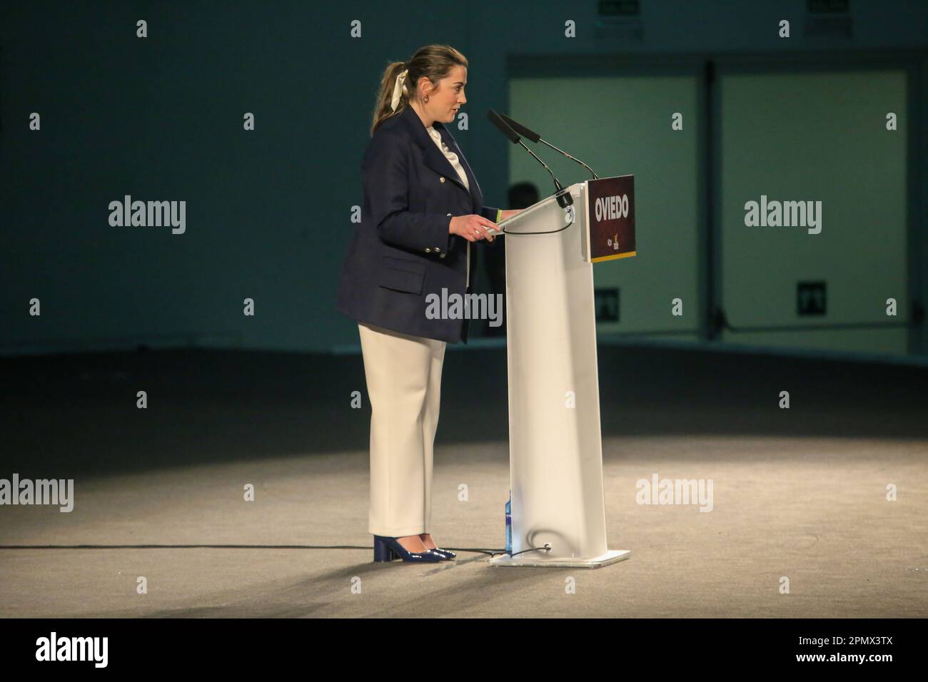 Oviedo, Spain, 15th April, 2023: The Vox candidate for mayor of Oviedo ...
