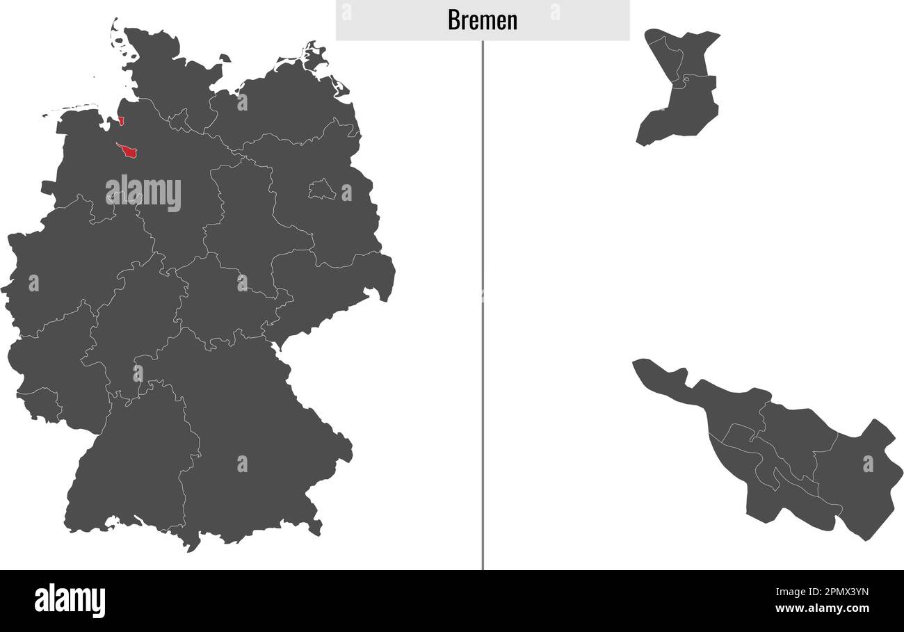 map of Bremen state of Germany and location on German map Stock Vector ...