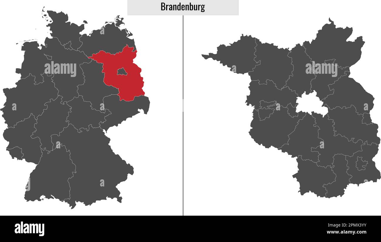 map of Brandenburg state of Germany and location on German map Stock ...