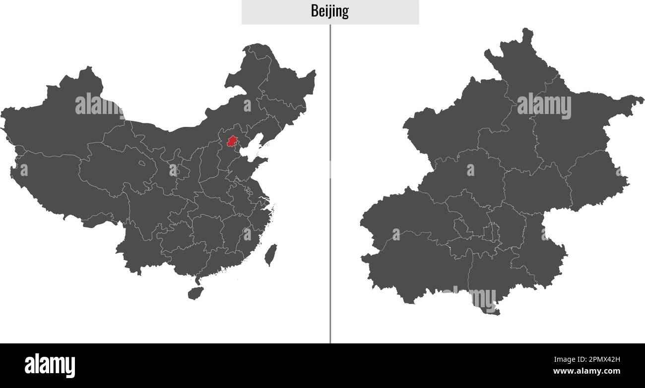 map of Beijing province of China and location on Chinese map Stock ...