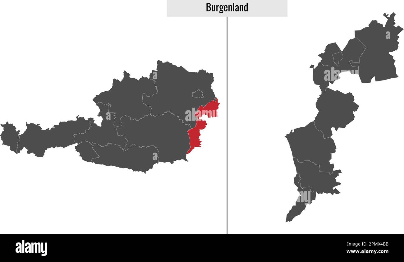 map of Burgenland state of Austria and location on Austrian map Stock ...