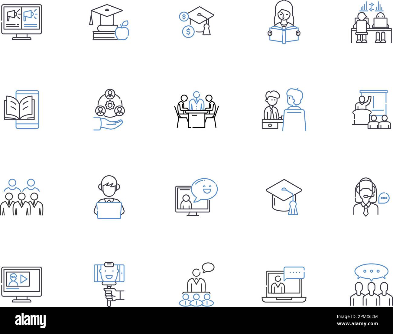 Teaching Outline Icons Collection Tutor Instruct Educate Guide Coach Direct Lecture