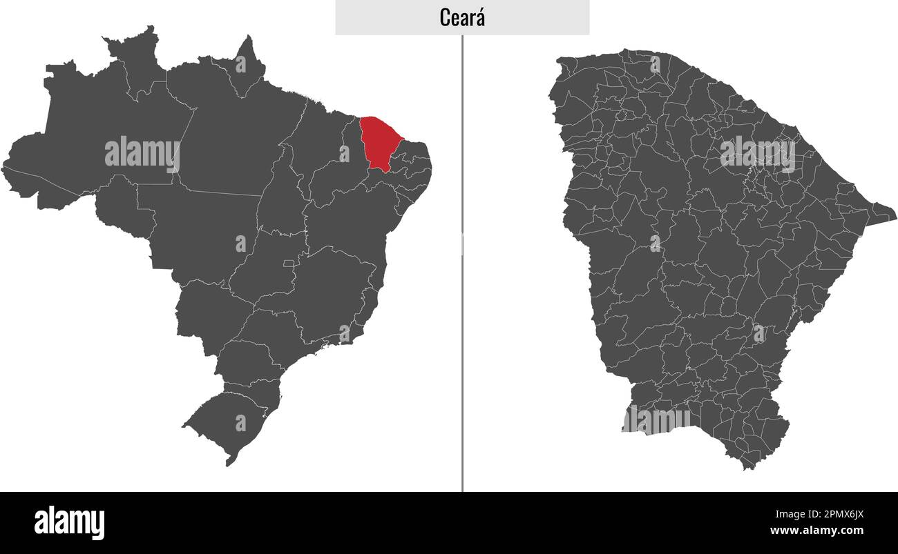 map of Ceara state of Brazil and location on Brazilian map Stock Vector ...