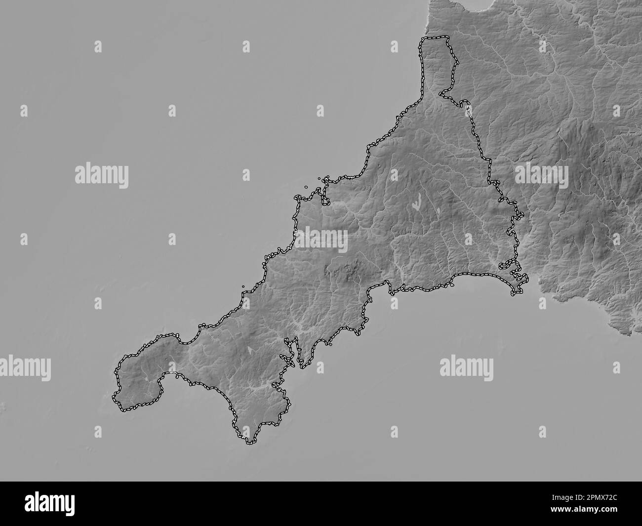 Cornwall, administrative county of England - Great Britain. Grayscale ...