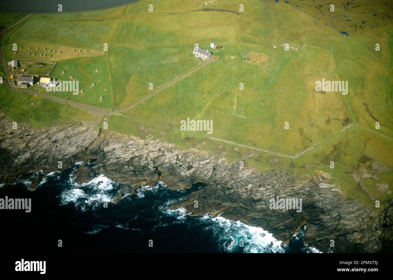 Foula Shetlands Scotland Aerial View Peat Land Divided By Laird Stock ...