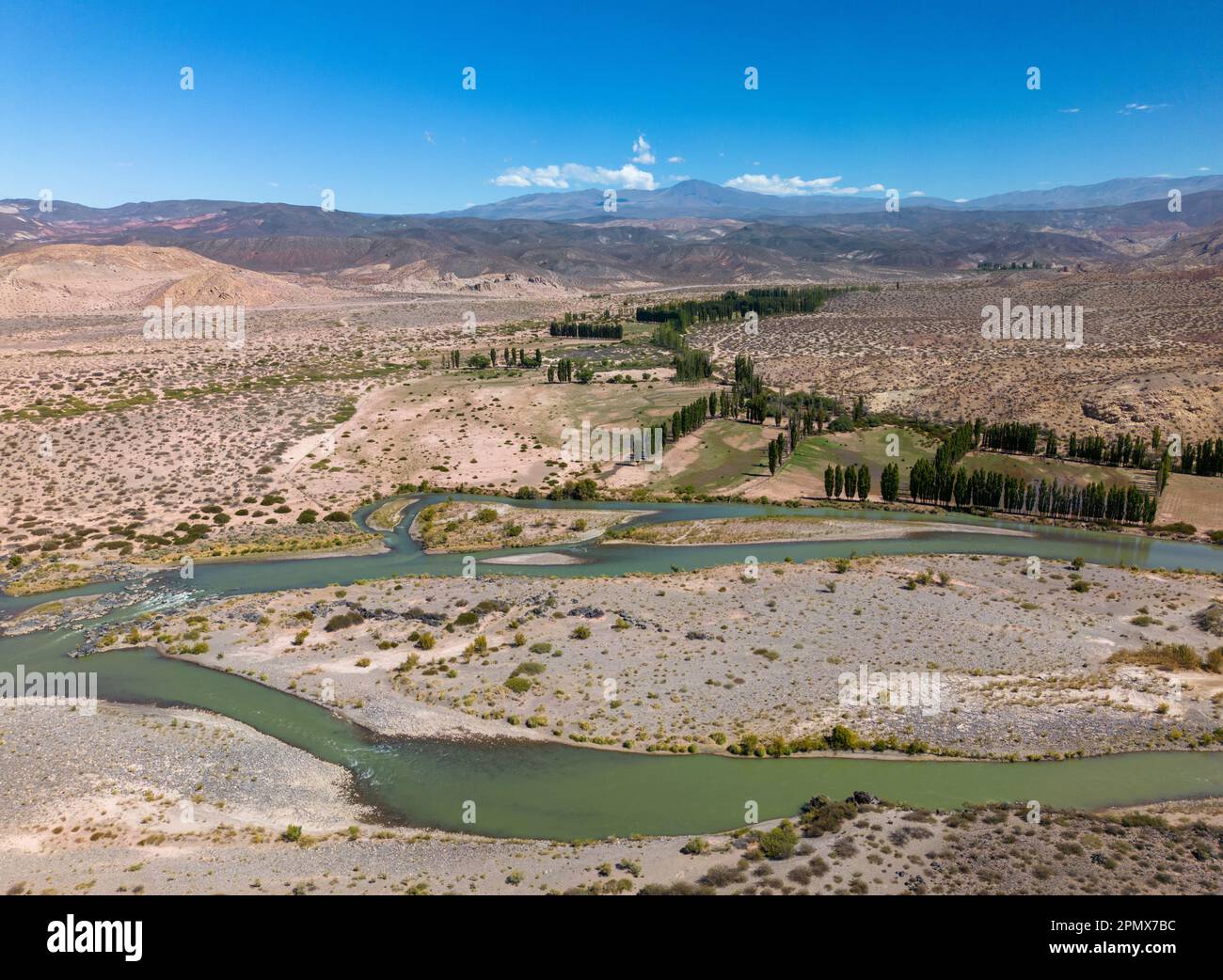 Aerial view of the remote and scenic nature with branches of the river ...
