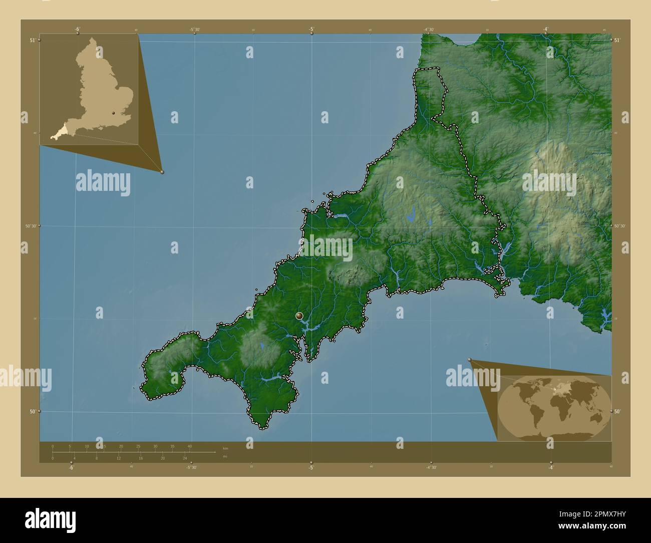 Cornwall, administrative county of England - Great Britain. Colored ...