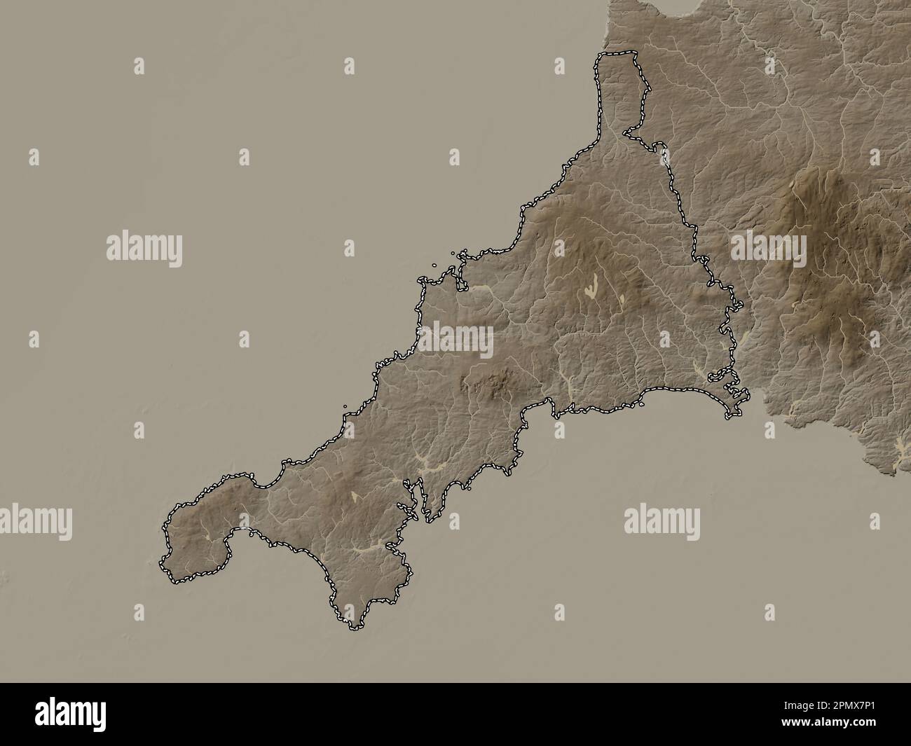 Cornwall, administrative county of England - Great Britain. Elevation ...