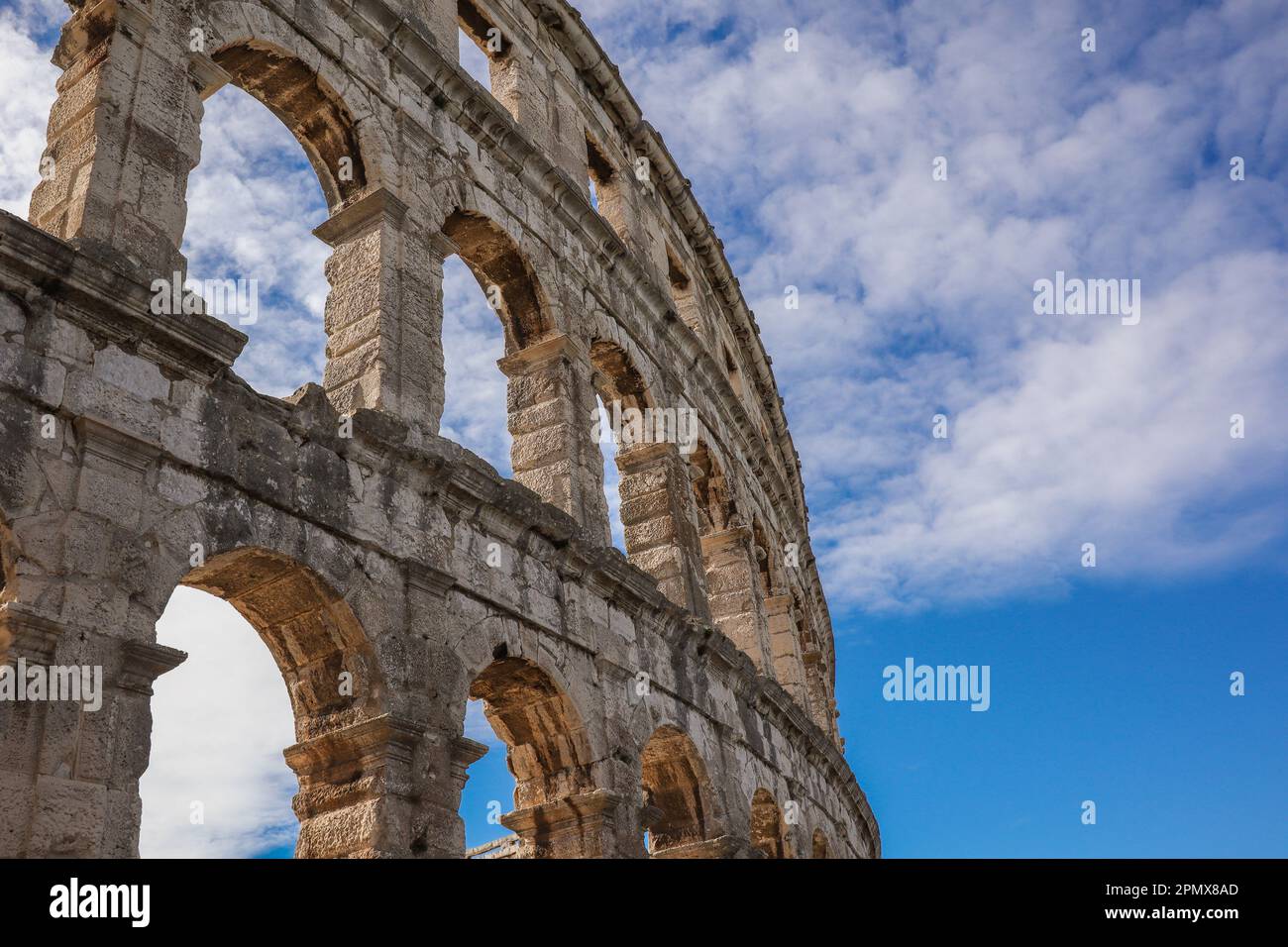 Arch Window of Pula Arena in Croatia. European Monument in Istria ...
