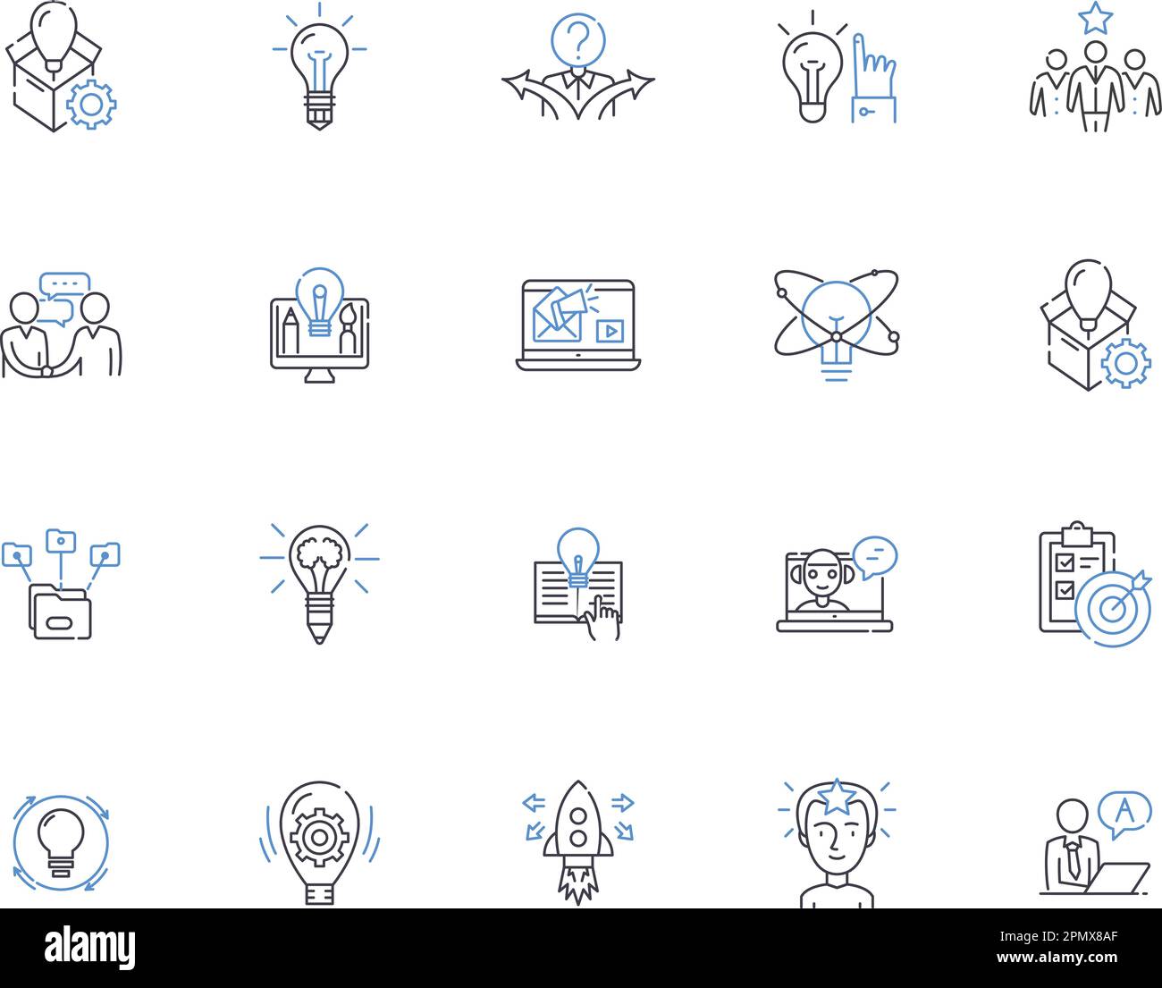 Idea generation outline icons collection. Ideas, Generation ...