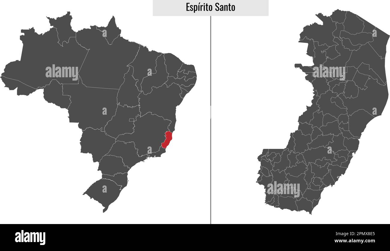 map of Espirito Santo state of Brazil and location on Brazilian map ...