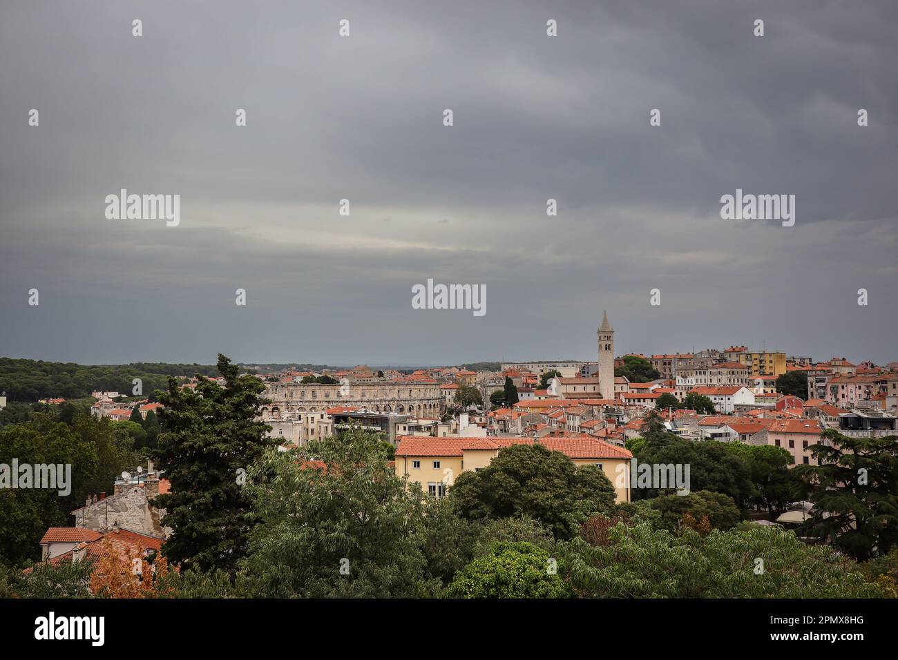 View of Pula City during Cloudy Day. Scenery of Istrian Town with its ...