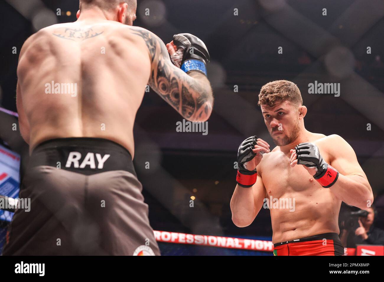 April 14, 2023: (R-L) Lightweight Natan Schulte in action against ...