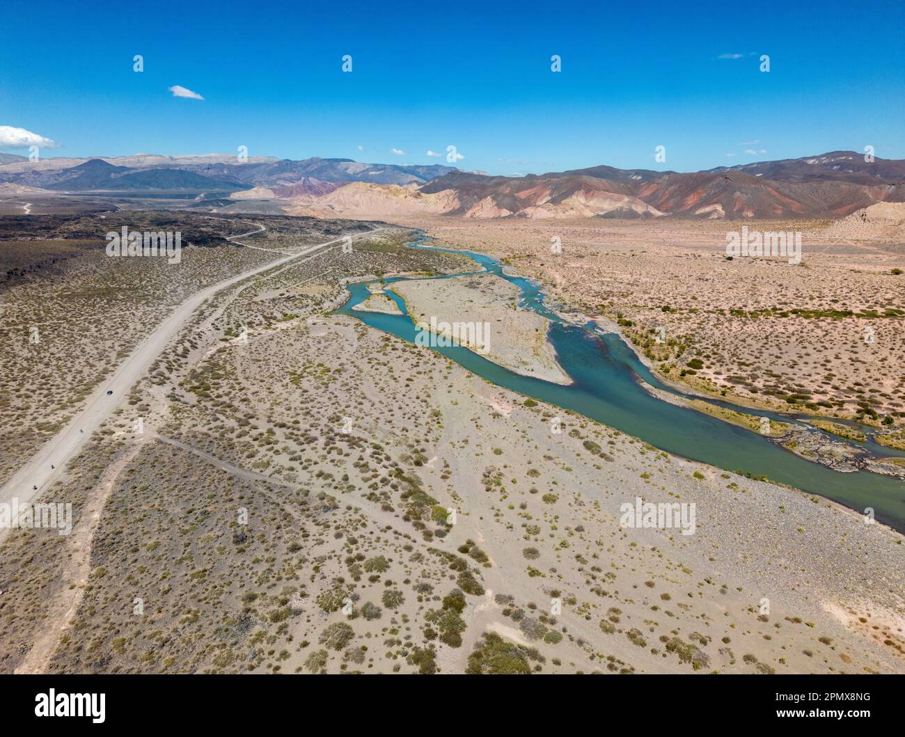 Aerial view of the remote and scenic nature with branches of the river ...