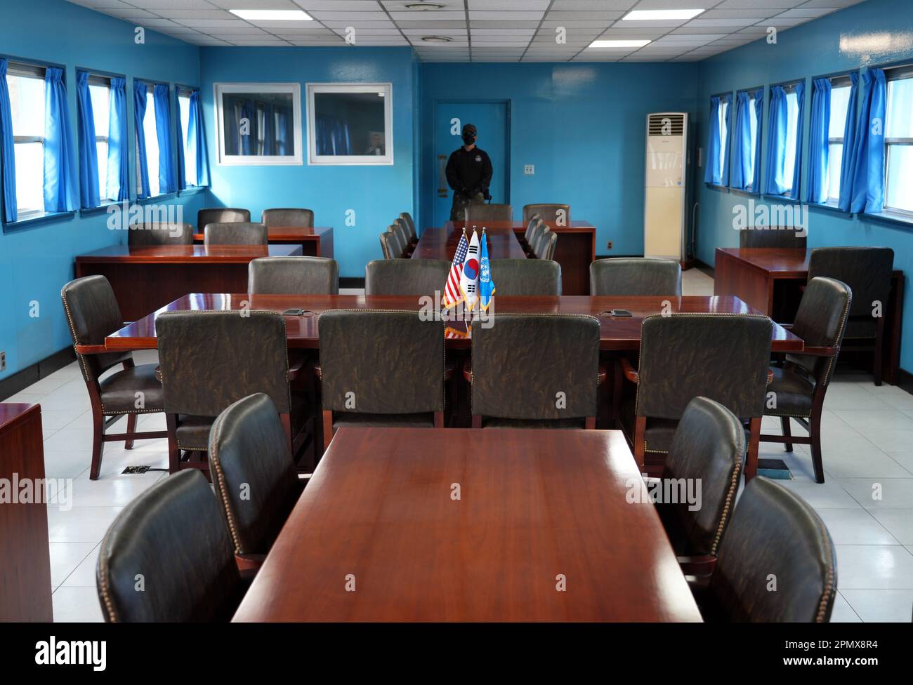 Joint Security Area, South Korea. 15th Apr, 2023. A soldier stands in ...