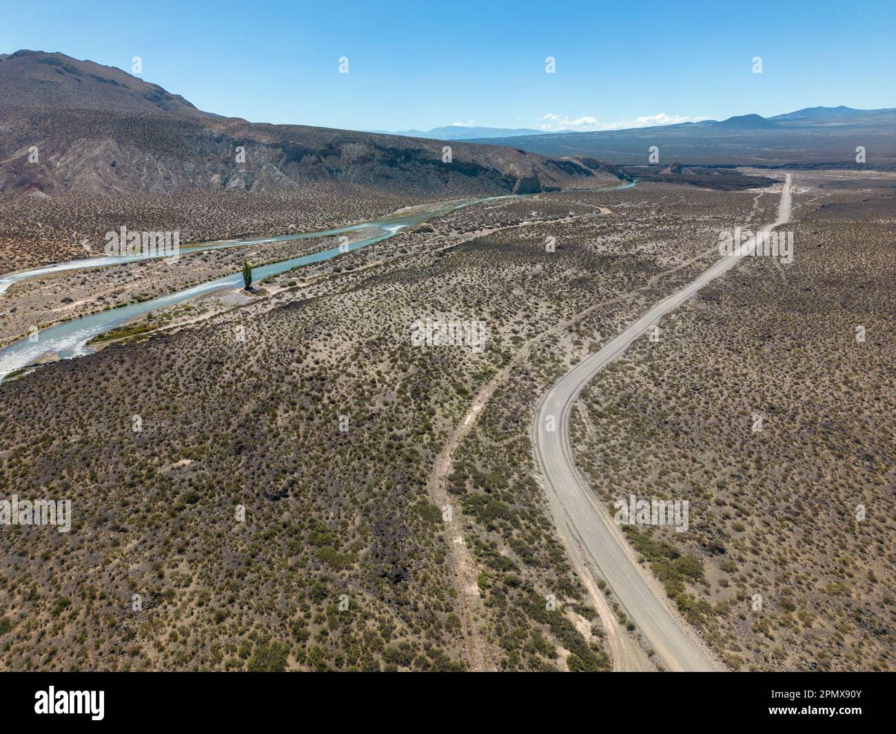 Aerial view of the remote and scenic nature with branches of the river ...