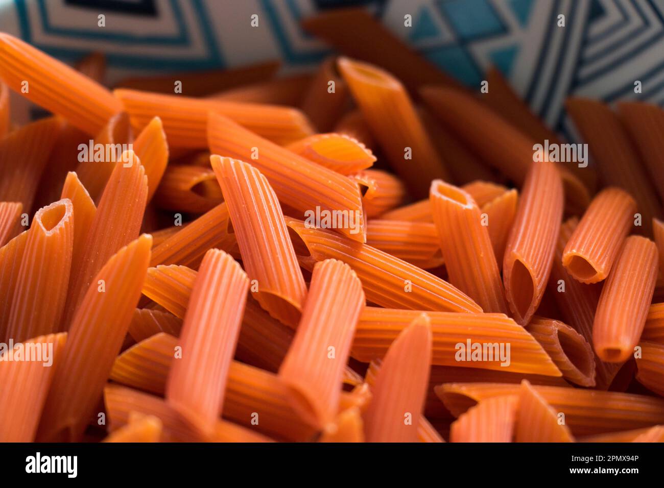 Raw red spaghetti view, vegetarian food Stock Photo - Alamy