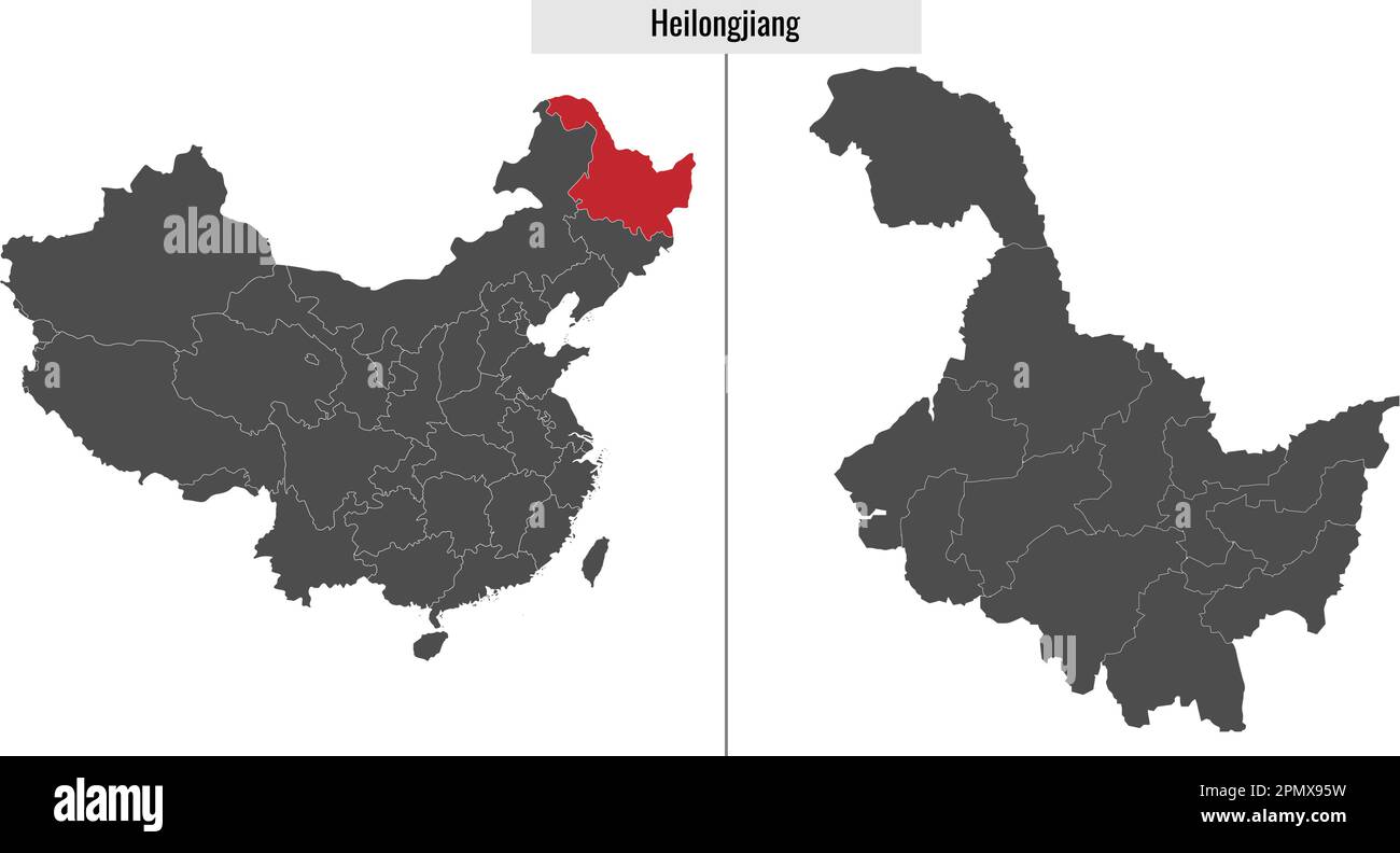 map of Heilongjiang province of China and location on Chinese map Stock ...