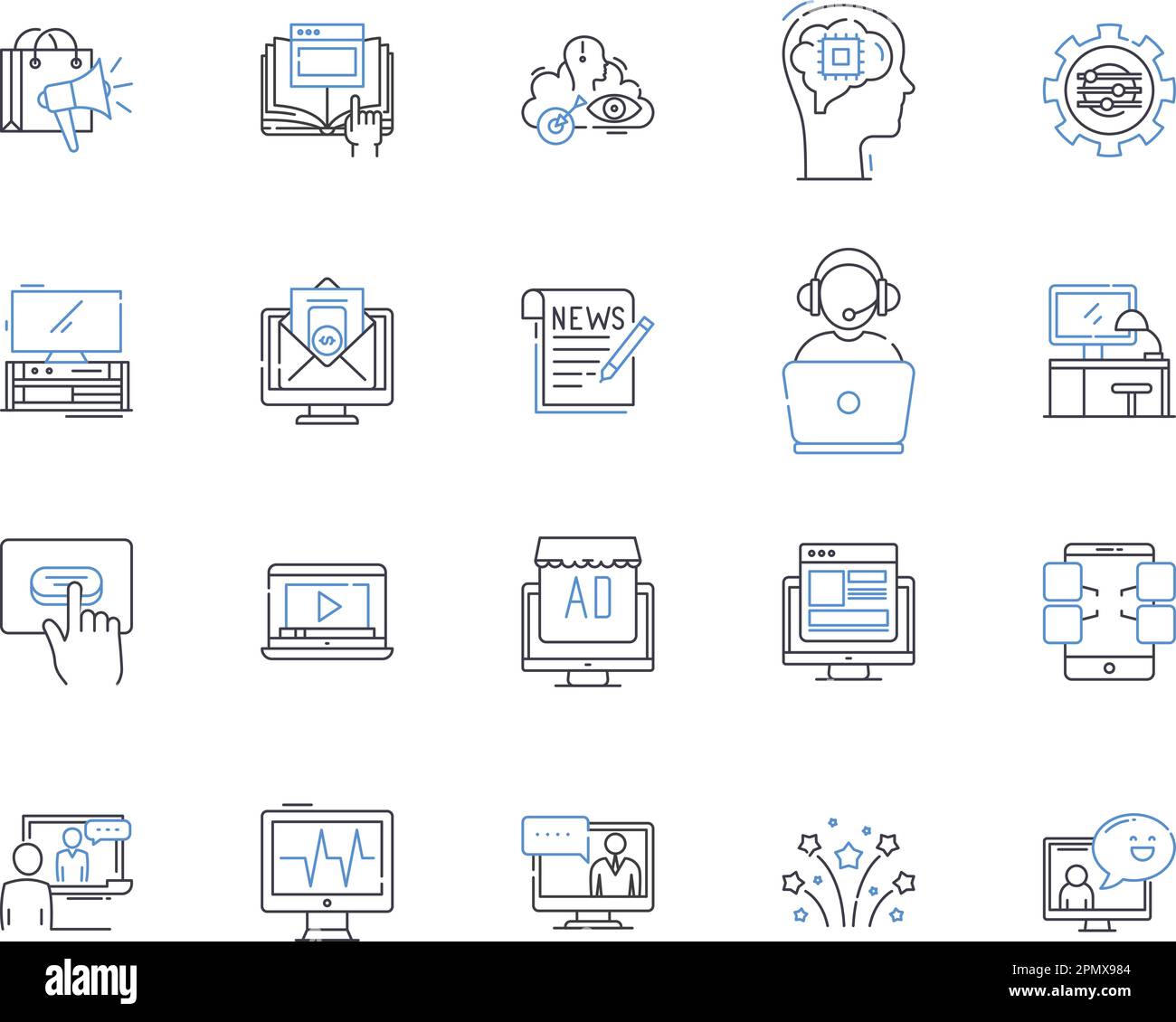 Media corporation outline icons collection. Media, Corporation ...