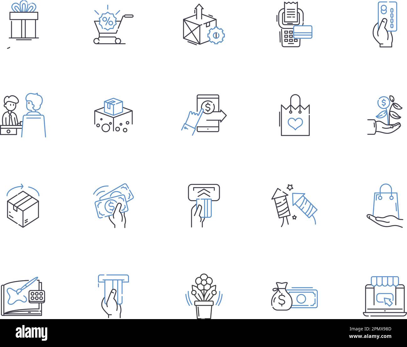 Shopping outline icons collection. Bargain, Buy, Store, Mall, Item ...