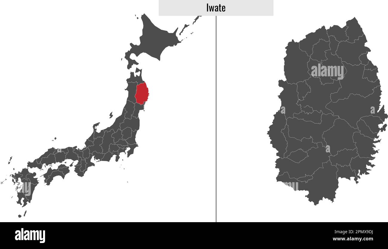 map of Iwate prefecture of Japan and location on Japanese map Stock ...