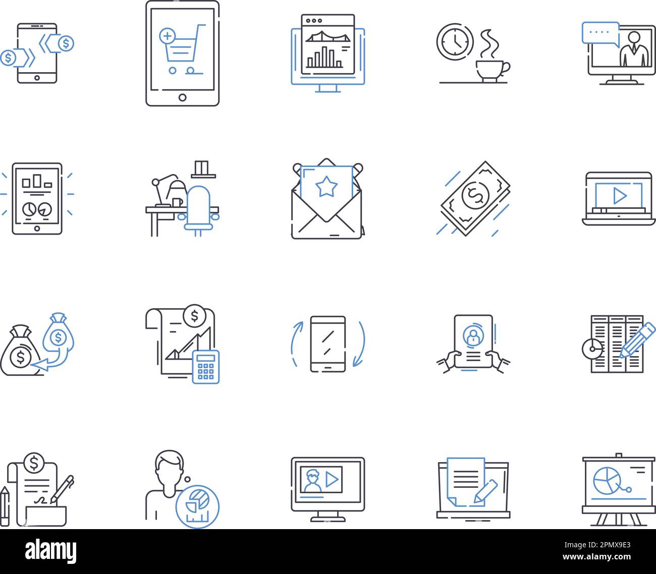 Start up management outline icons collection. Entrepreneurship ...