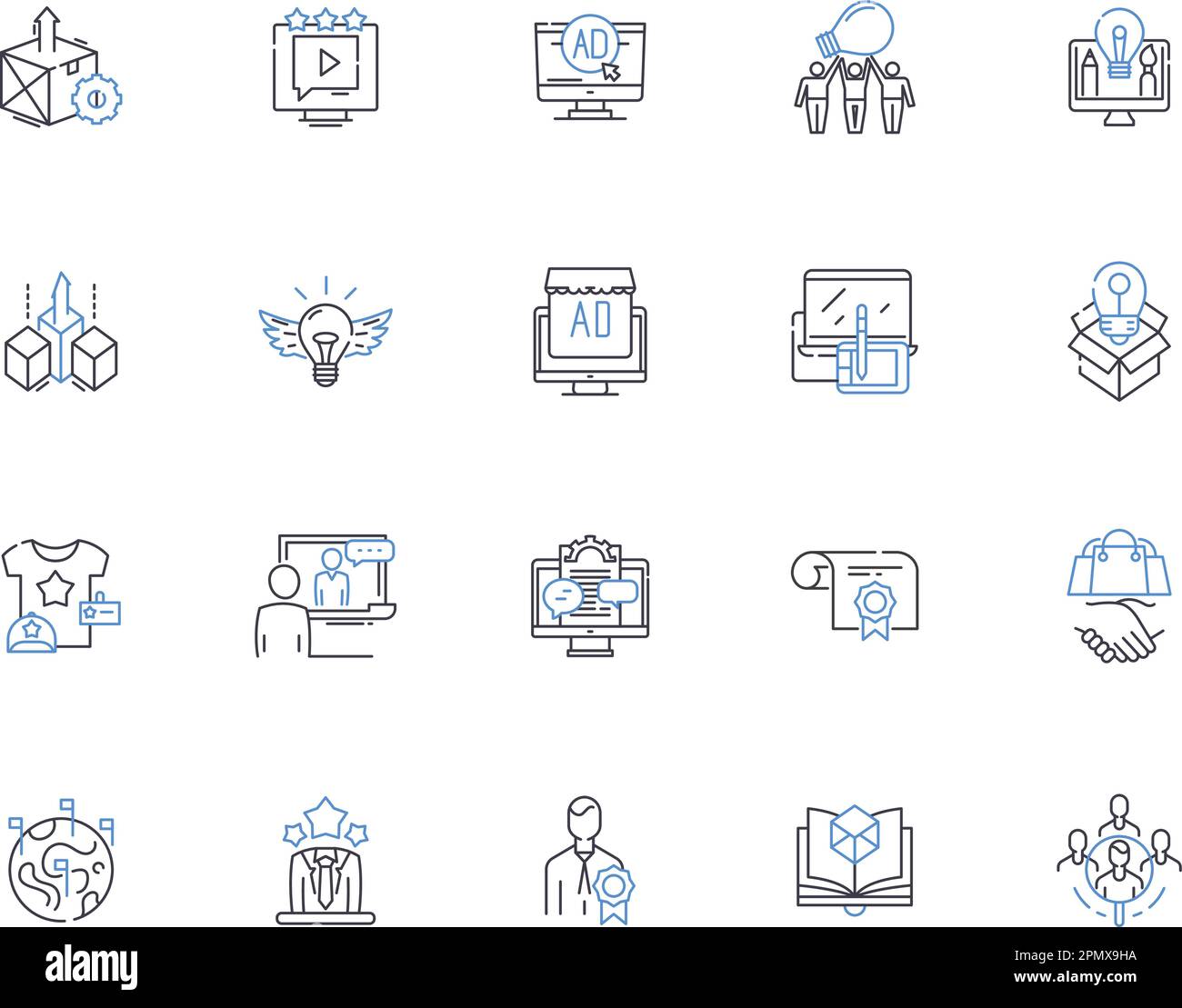Marketing outline icons collection. Advertising, Promotion, Branding ...