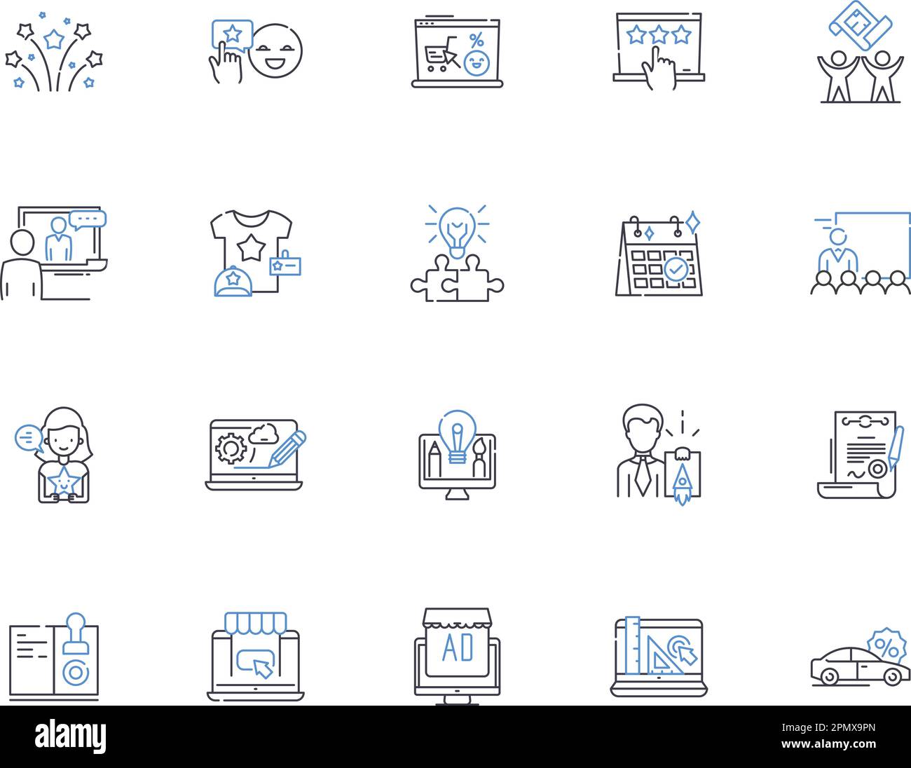 Marketing plan outline icons collection. Strategy, Tools, Budget ...