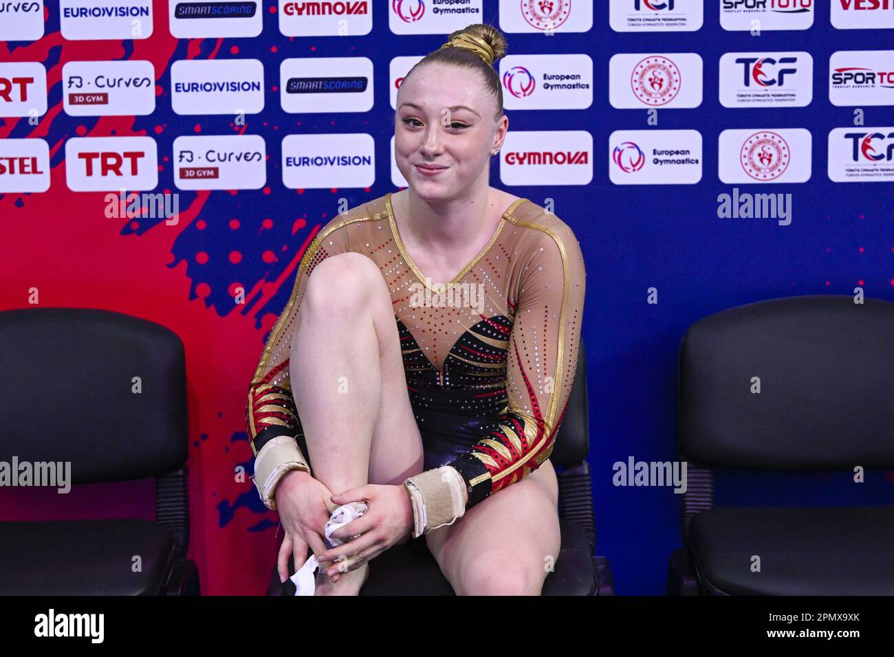 Antalya, Turkey. 15th Apr, 2023. Belgian gymnast Lisa Vaelen pictured ...