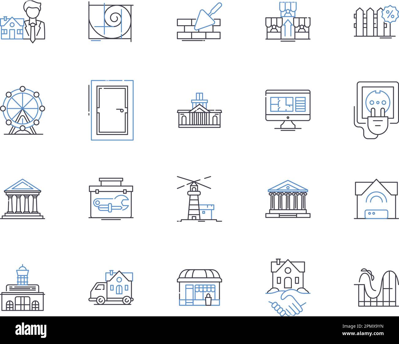 Accomodation services outline icons collection. Lodging, Housing ...