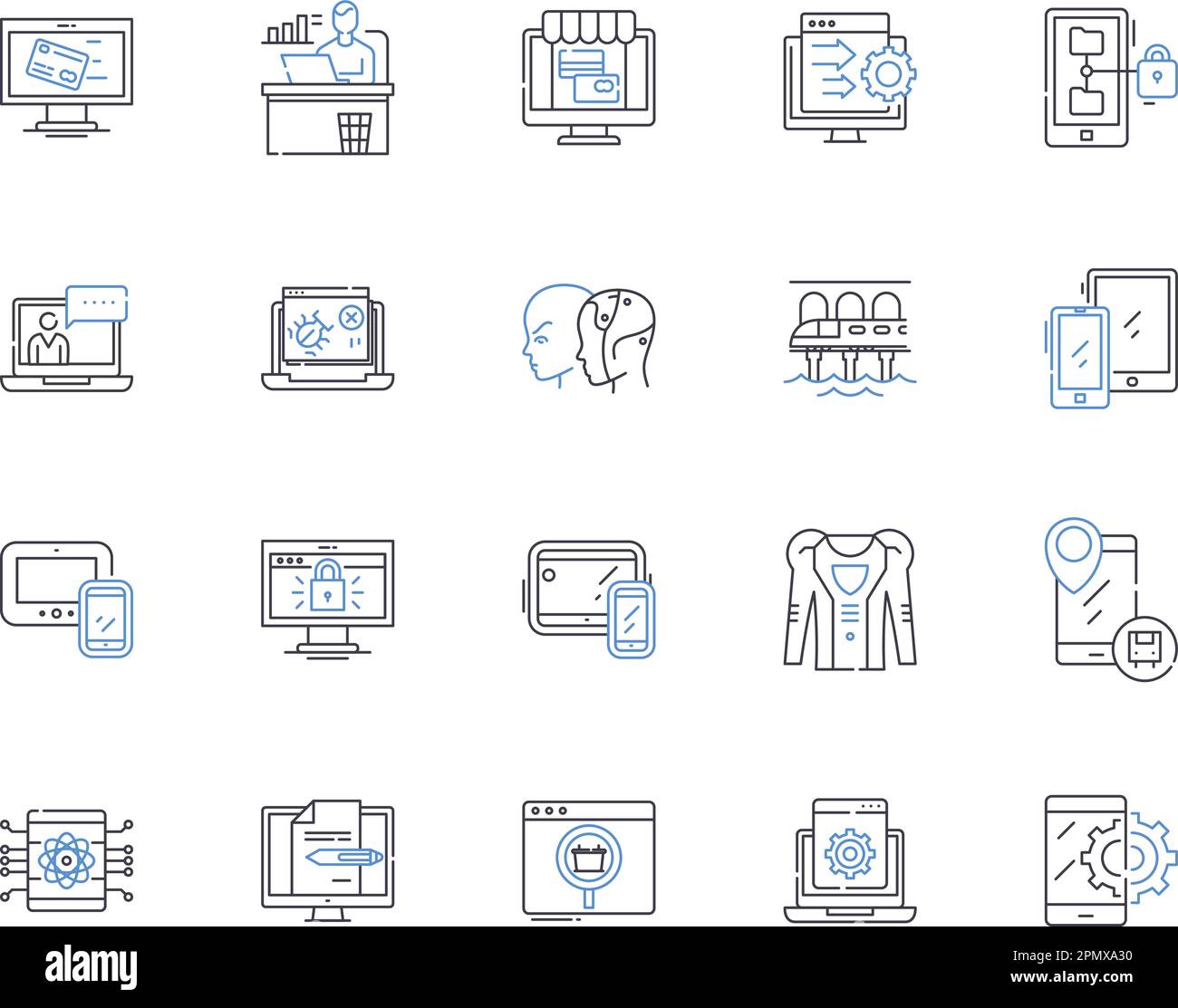Internet and science outline icons collection. internet, science ...