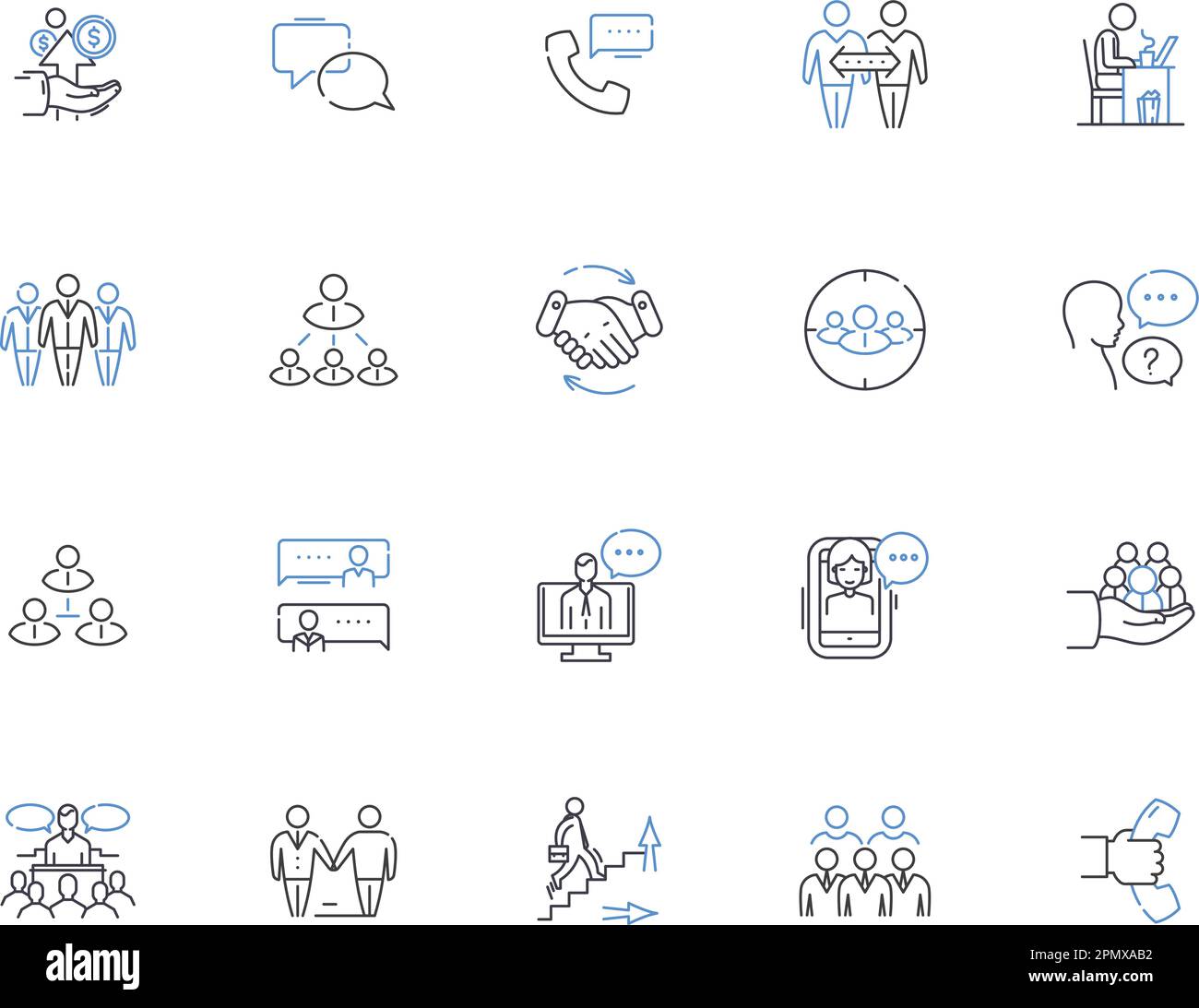 Supporting people outline icons collection. Aid, Assist, Backing, Boost ...