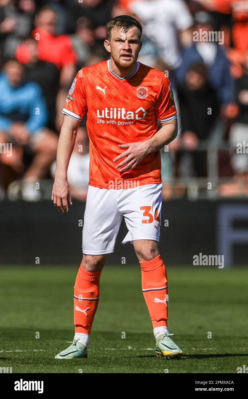 Jordan Thorniley #34 of Blackpool during the Sky Bet Championship match ...