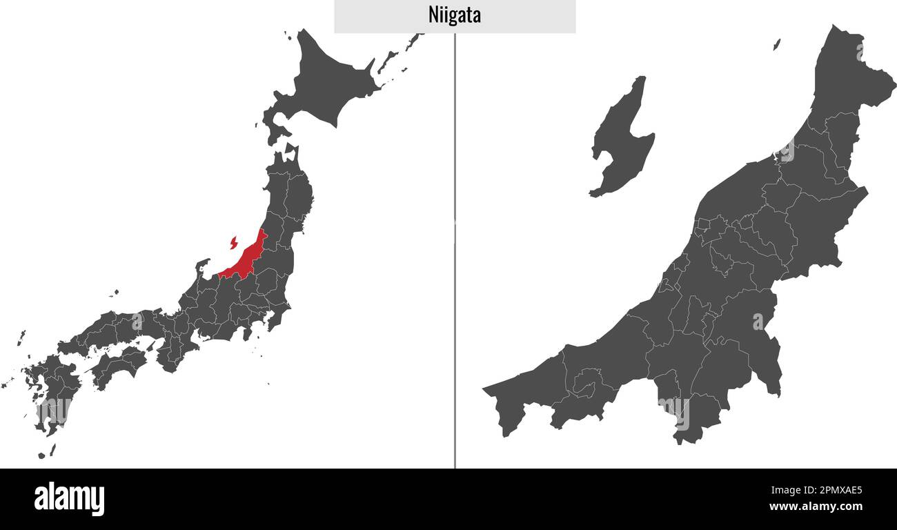 map of Niigata prefecture of Japan and location on Japanese map Stock ...