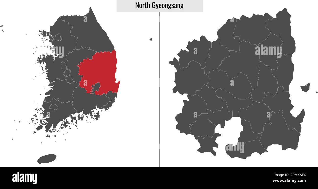 map of North Gyeongsang state of South Korea and location on Korean map ...
