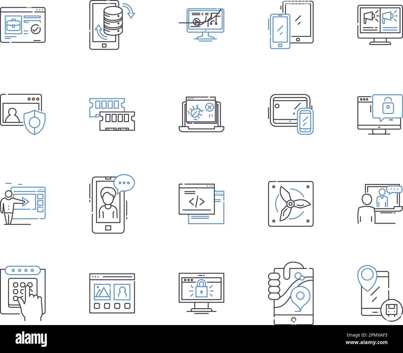 Internet Technology Outline Icons Collection Internet Technology
