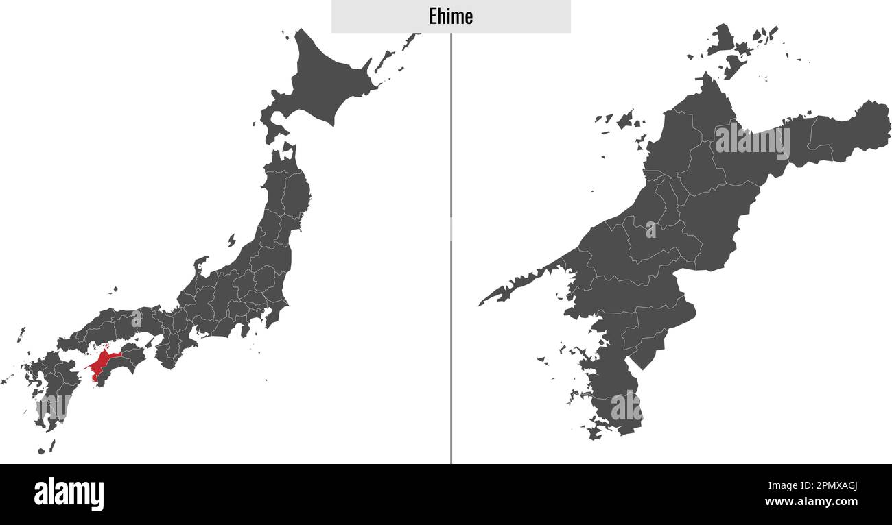 map of Ehime prefecture of Japan and location on Japanese map Stock ...
