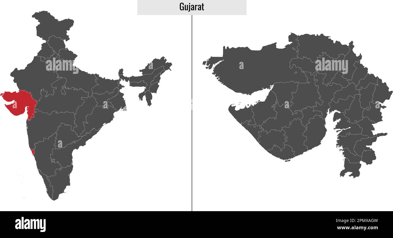 map of Gujarat state of India and location on Indian map Stock Vector ...