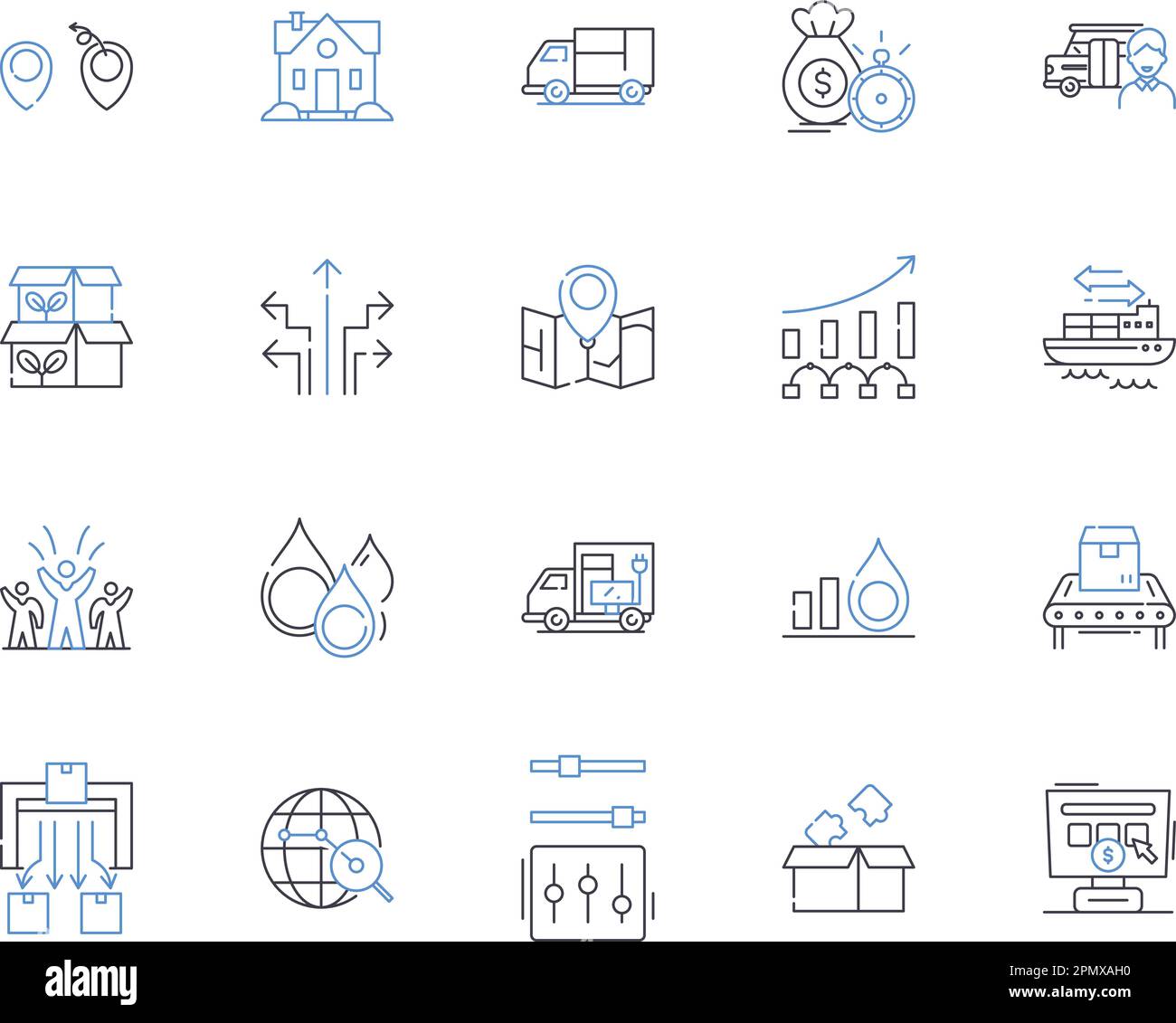Transportation Management Outline Icons Collection Shipping Logistics Tracking Traffic