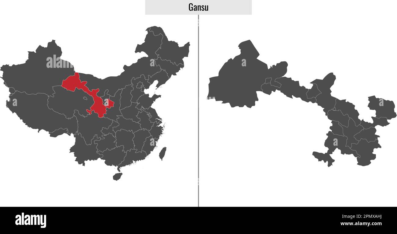 Map Of Gansu Province Of China And Location On Chinese Map Stock Vector Image And Art Alamy