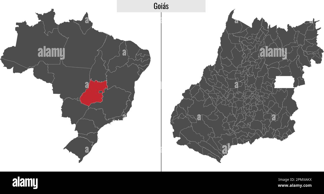 map of Goias state of Brazil and location on Brazilian map Stock Vector ...