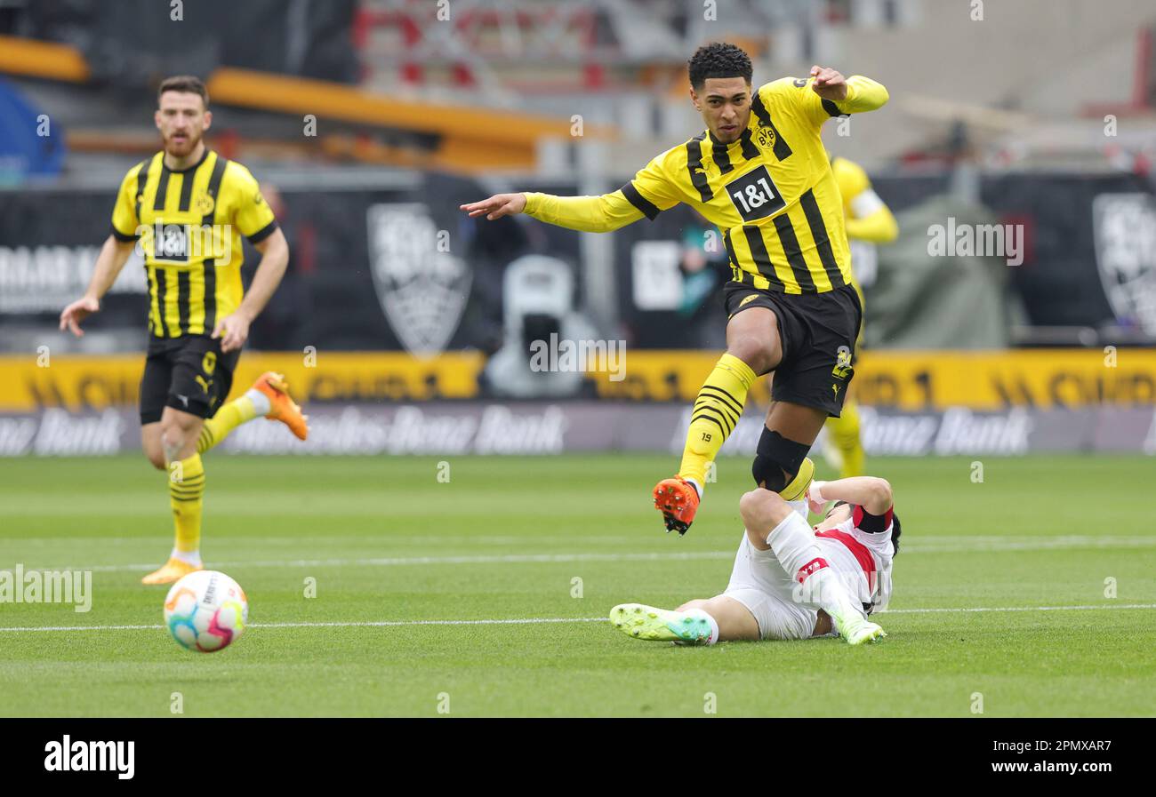 Stuttgart, Germany. 15th Apr, 2023. firo: 04/15/2023, football, soccer, 1st league, 1st ...