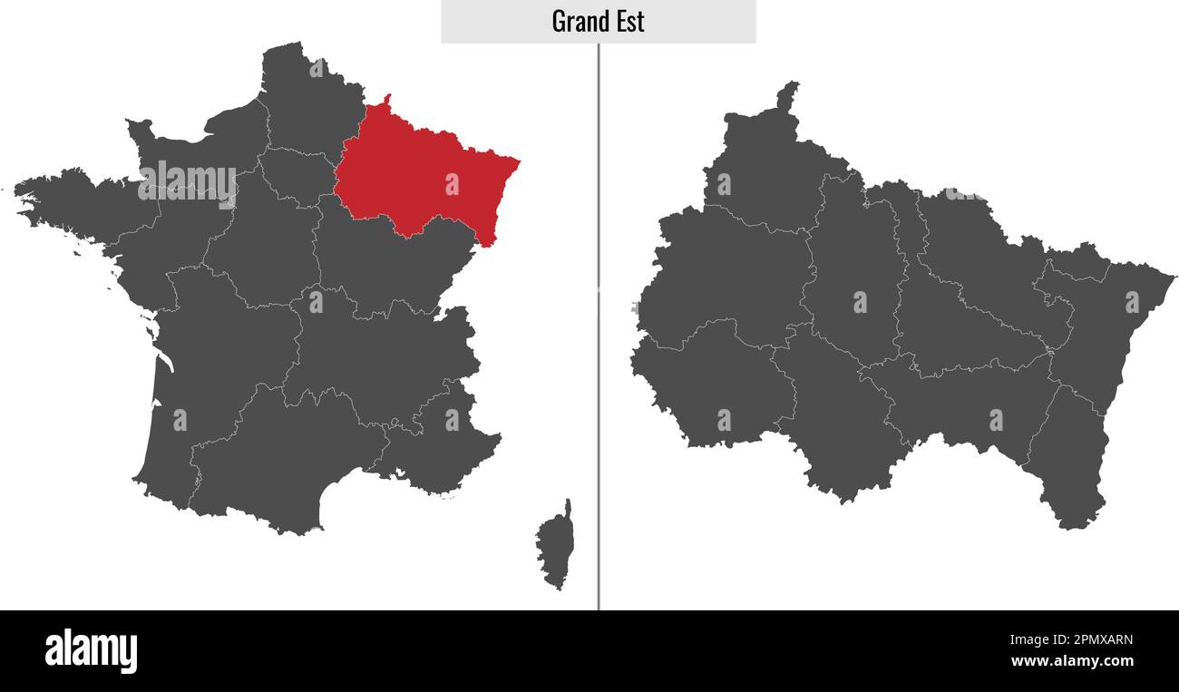 map of Grand Est region of France and location on French map Stock ...