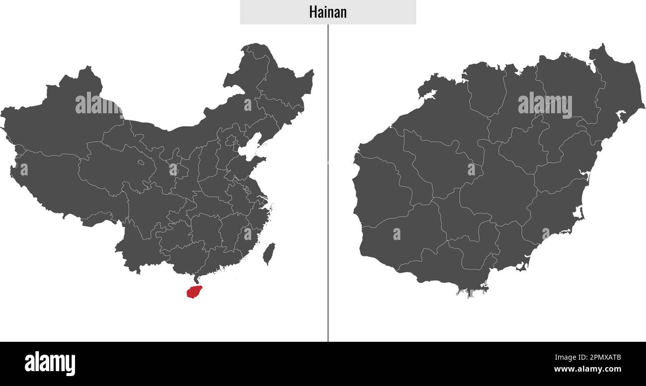 map of Hainan province of China and location on Chinese map Stock ...