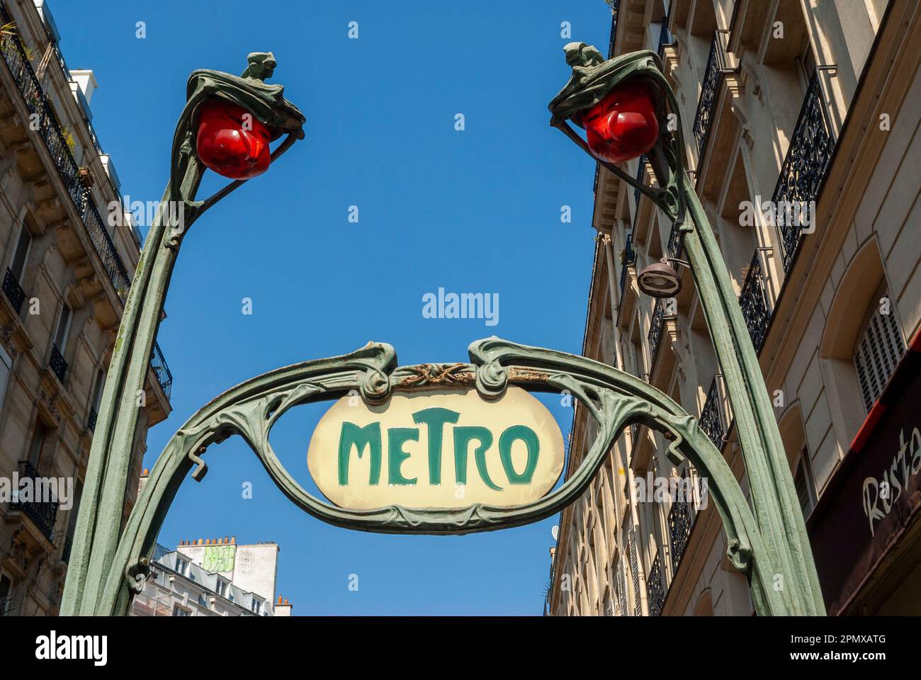 Paris, France, Detail Metro Paris Sign, Outside on Street, Reaumur ...