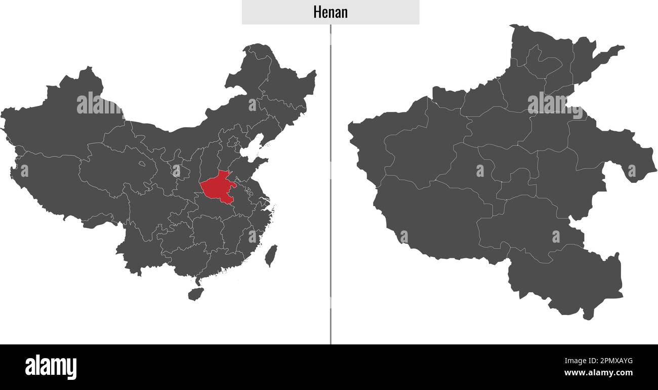 map of Henan province of China and location on Chinese map Stock Vector ... map of Henan province of China and location on Chinese map Stock Vector ...