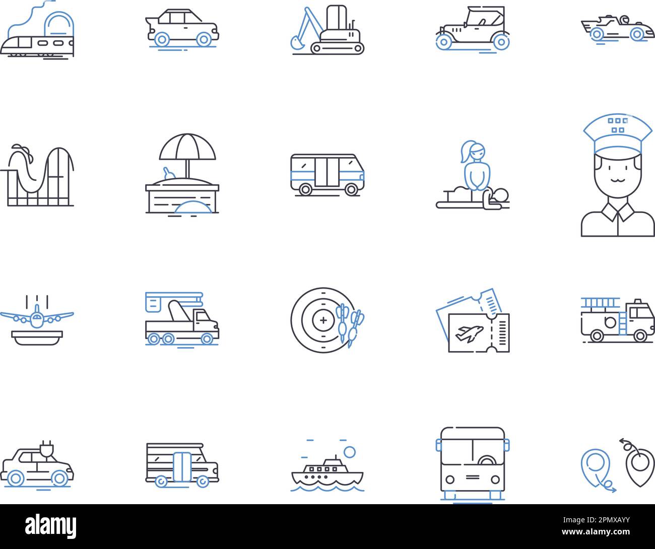 Transport and tour outline icons collection. Transport, Tour, Travel ...